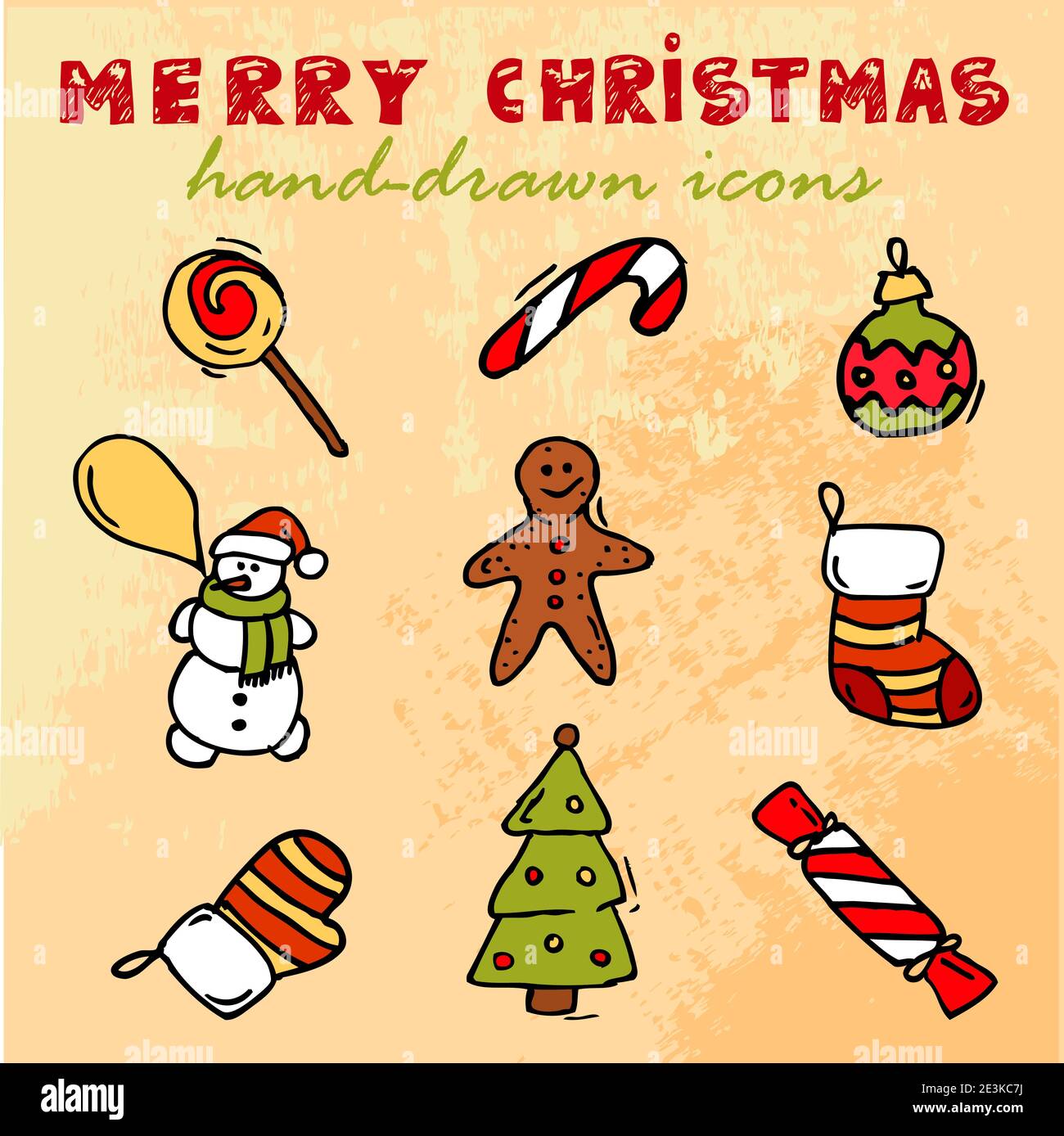 Vector Vintage Christmas Icons for Holiday Design Stock Vector Image ...