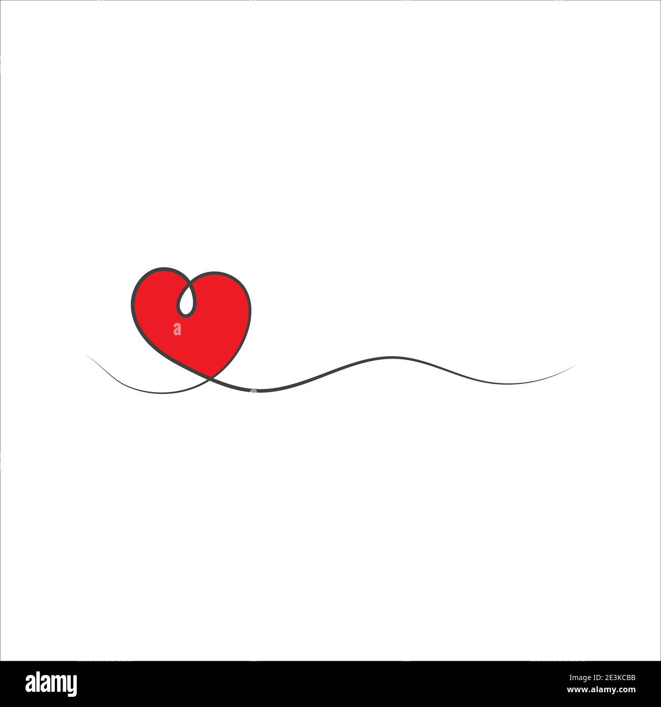 Continuous one line drawing of red heart isolated on white background ...