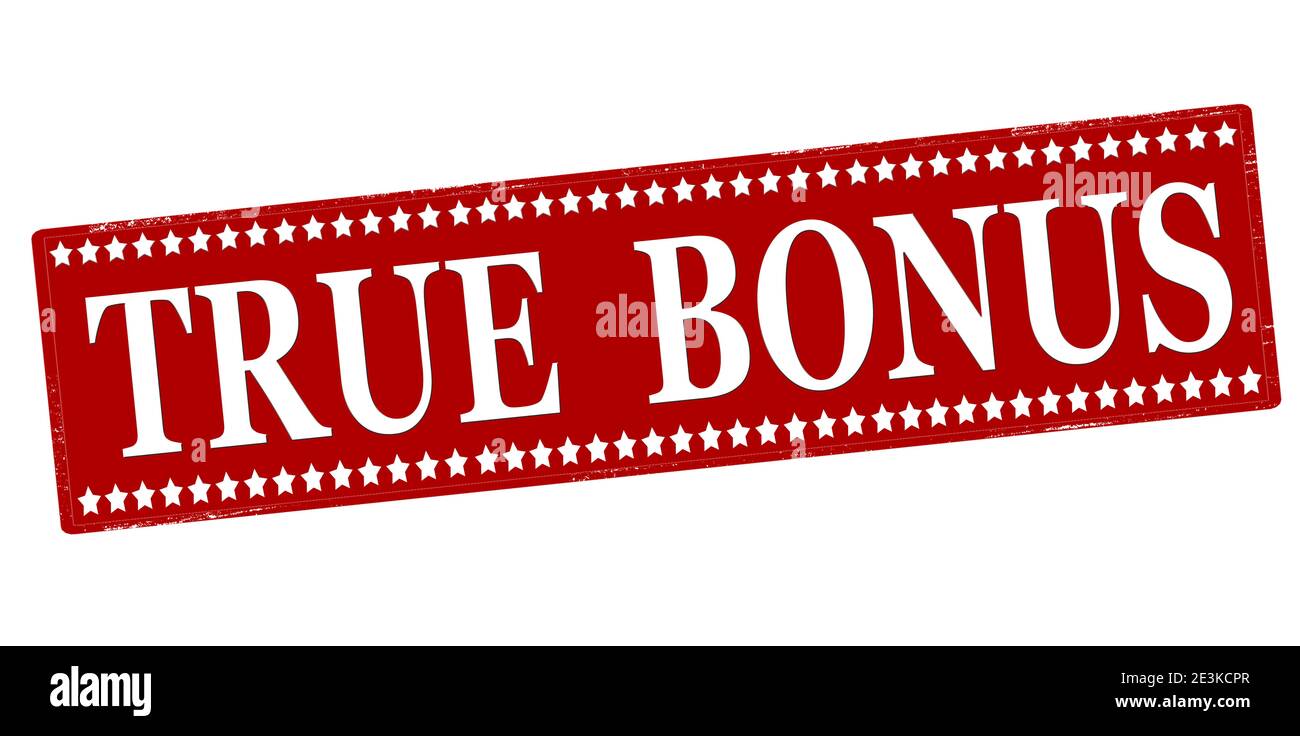 Rubber stamp with text true bonus inside, vector illustration Stock Photo - Alamy