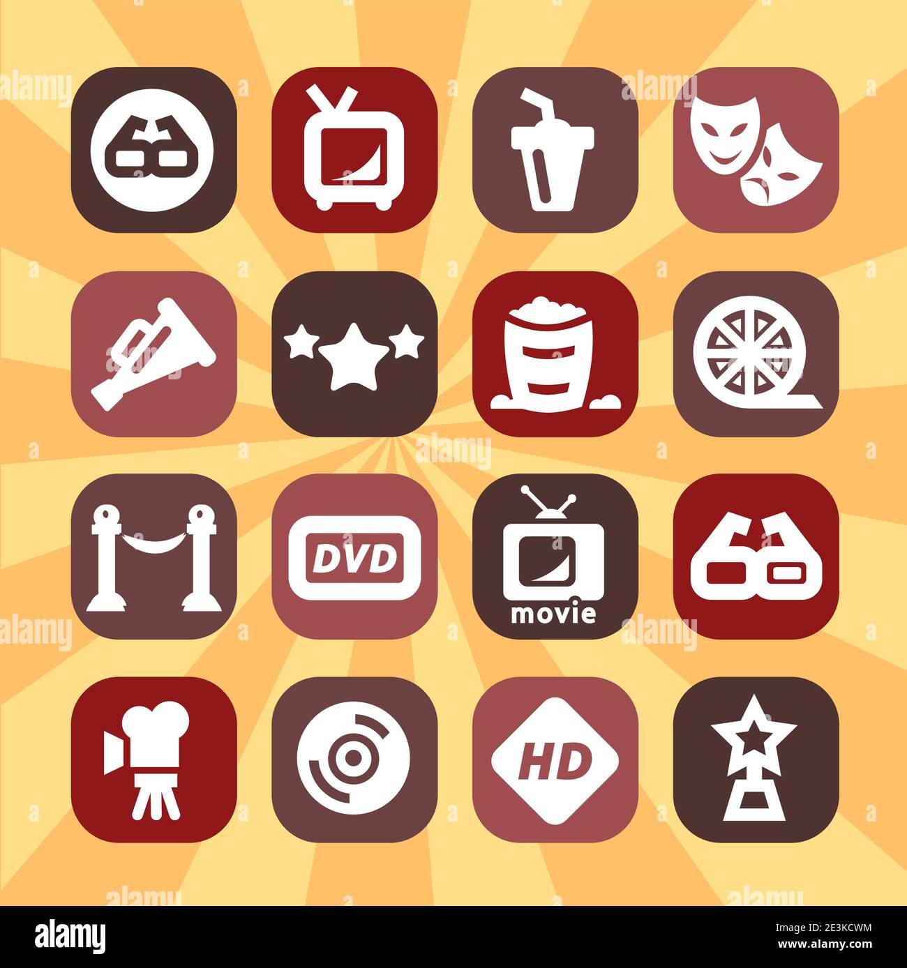 Color Movie Icons Set Created For Mobile, Web And Applications Stock ...