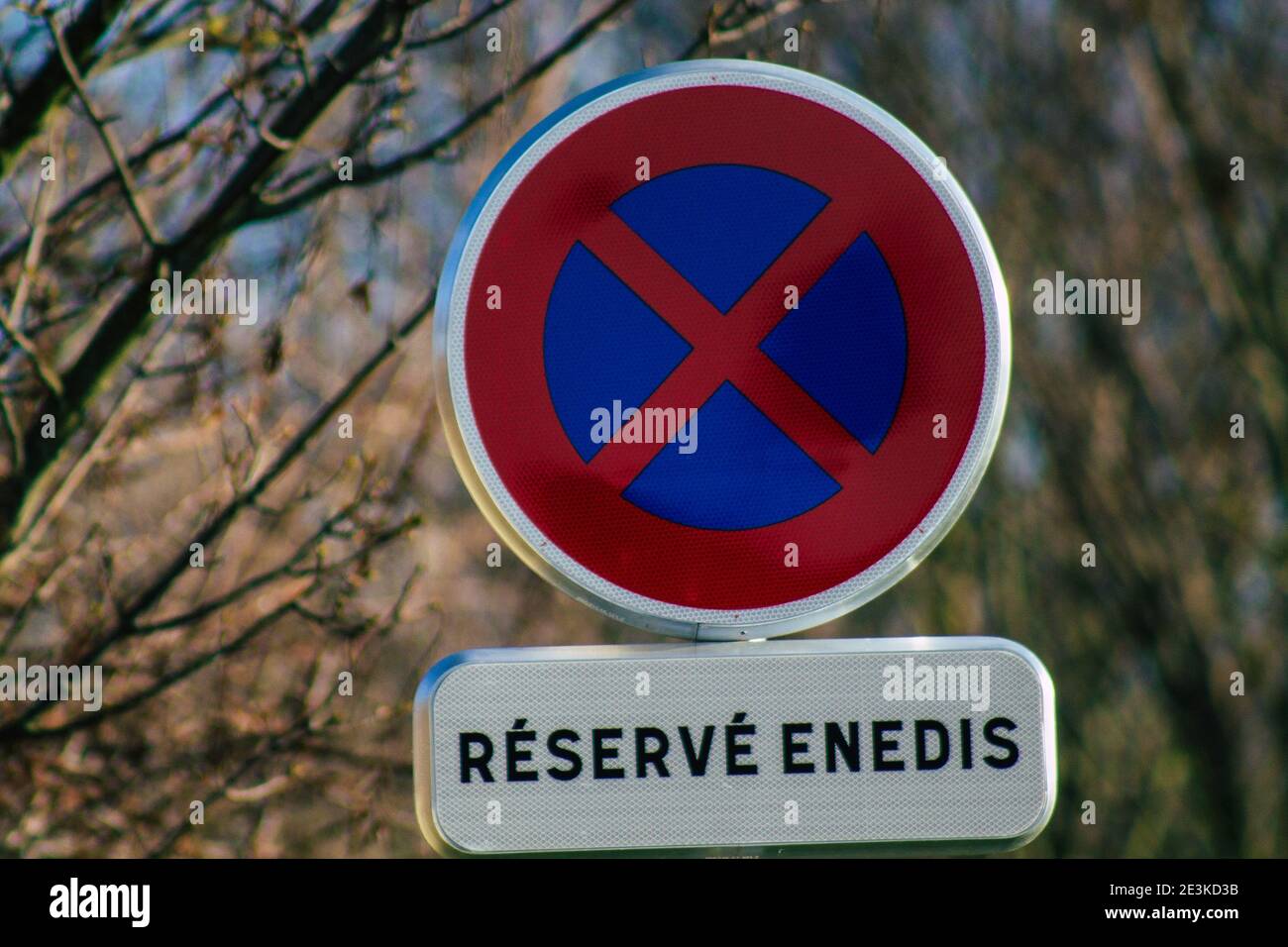 Reims France January 19, 2021 View of street sign or road sign, erected ...