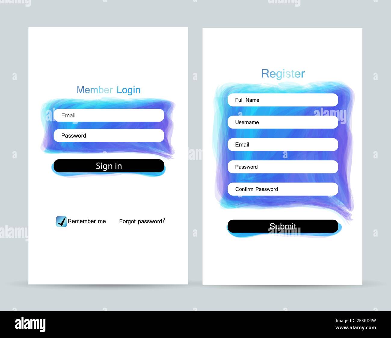 Register page layout login hi-res stock photography and images - Alamy
