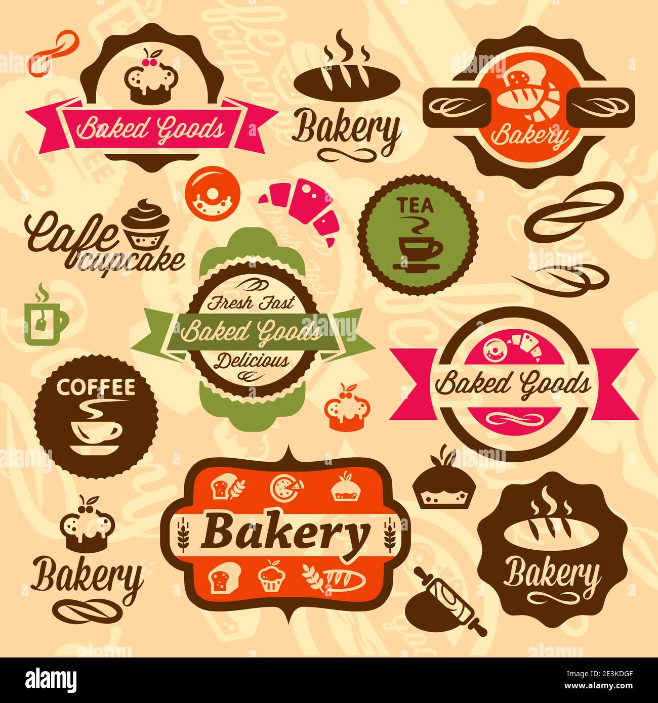 Elegant Vector Bakery Labels And Badges Set. All elements are grouped ...