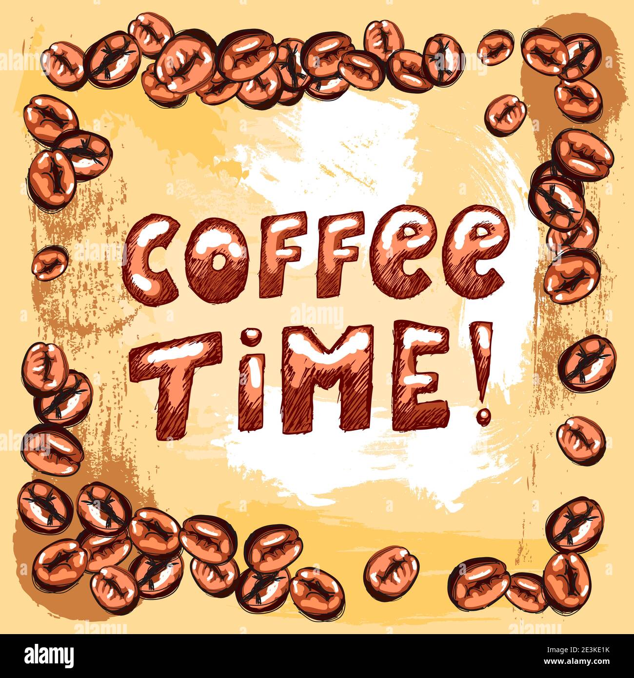 Hand Drawn Coffee Design Template, created as very artistic painterly ...