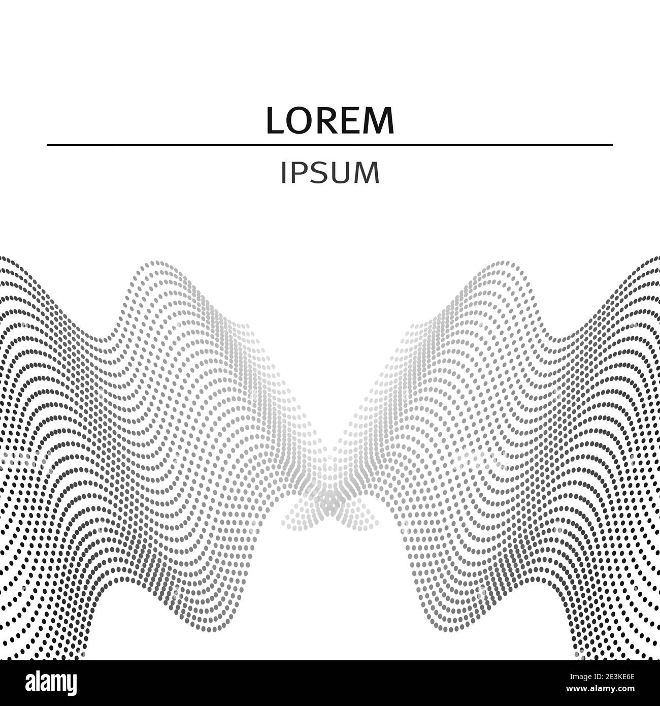 Monochrome template, dotted symmetric waveforms. Abstract pattern with ...