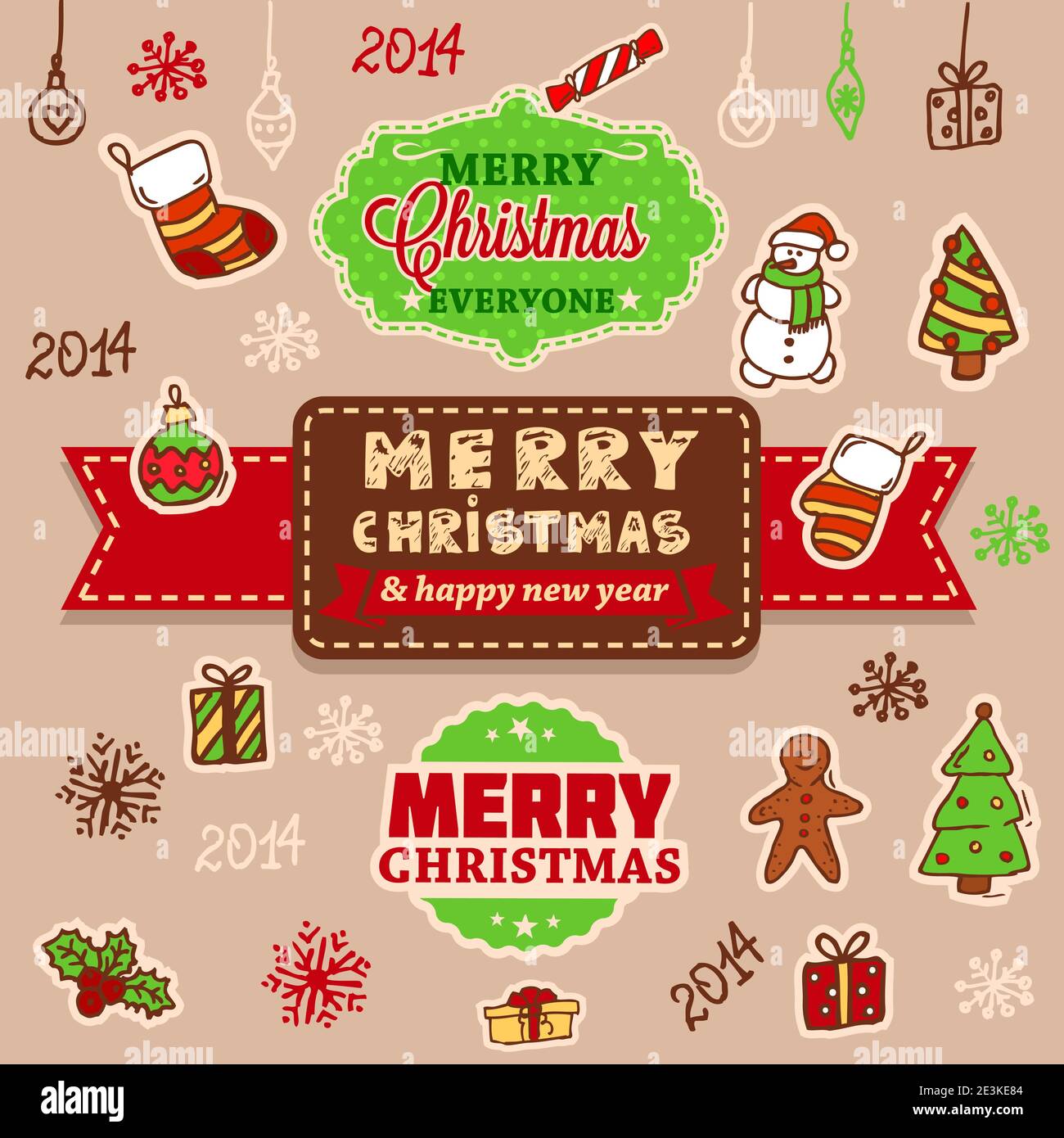 Vector Christmas Decoration Collection for Holiday Design Stock Vector ...