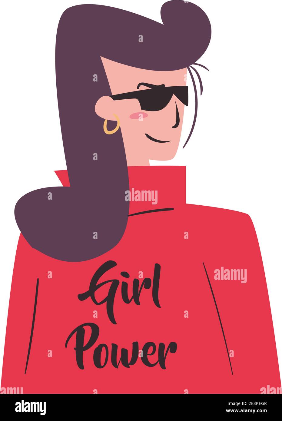 Girl power woman cartoon with glasses design of empowerment female ...