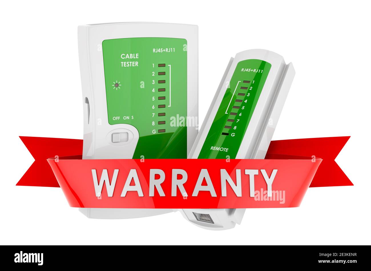 Cable tester warranty concept. 3D rendering isolated on white ...