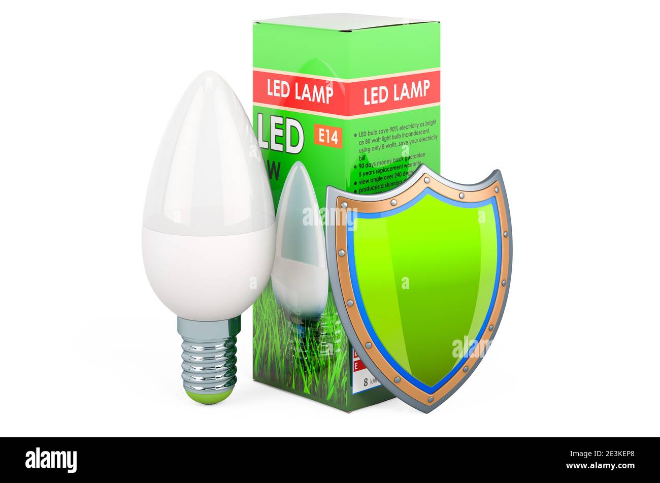 LED lamp with shield, 3D rendering isolated on white background Stock ...