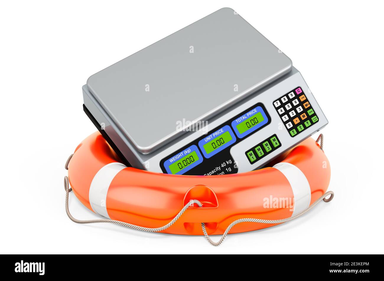 Repair and service of price computing scale, 3D rendering isolated on ...
