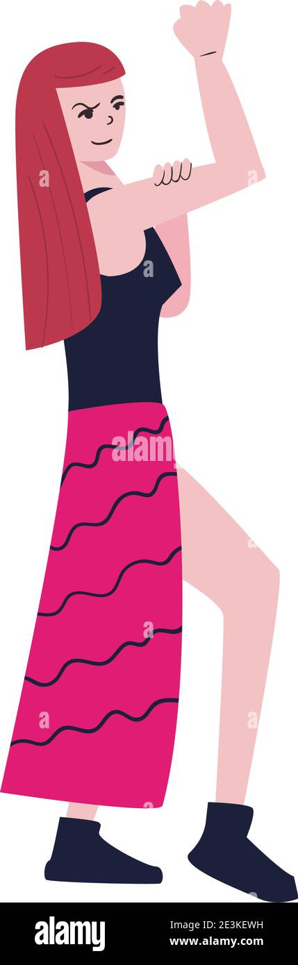 Girl power strong woman cartoon design of empowerment female feminism ...