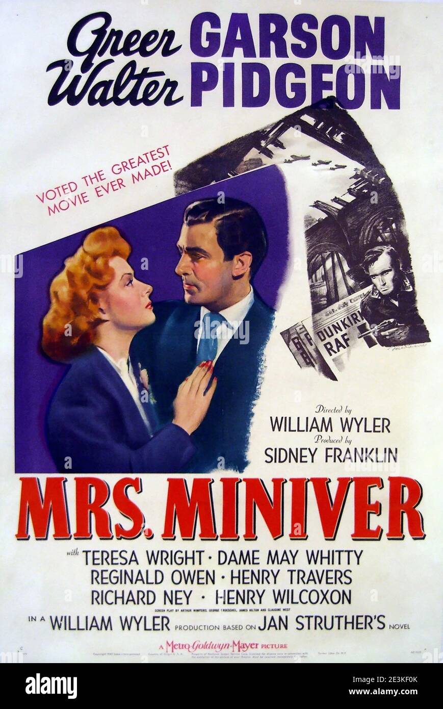 MRS MINIVER 1942 MGM film with Greer Garson and Walter Pidgeon Stock Photo - Alamy