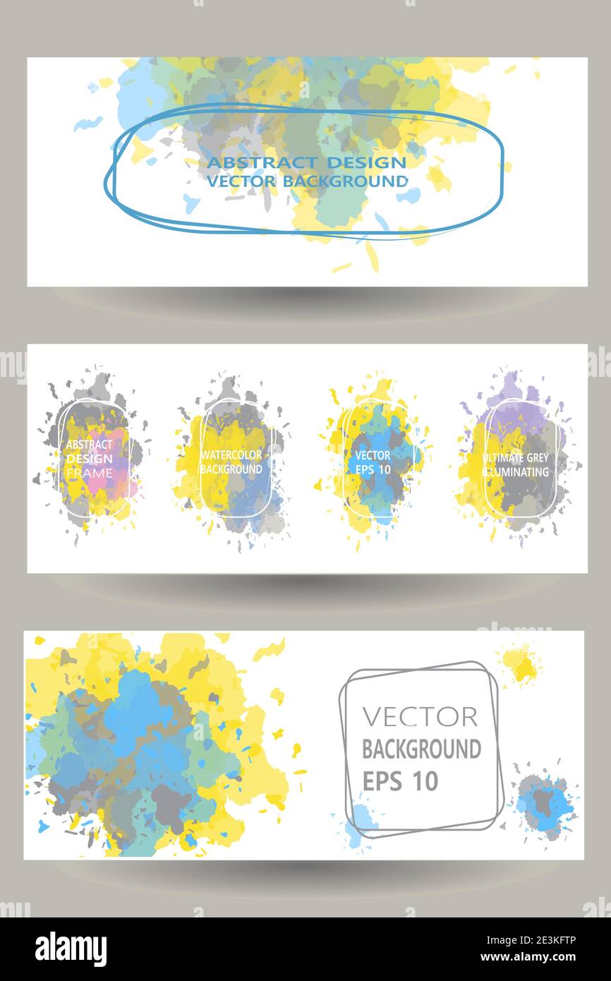 Set of Banners Watercolor Stain Splash Background with Text in Frame ...