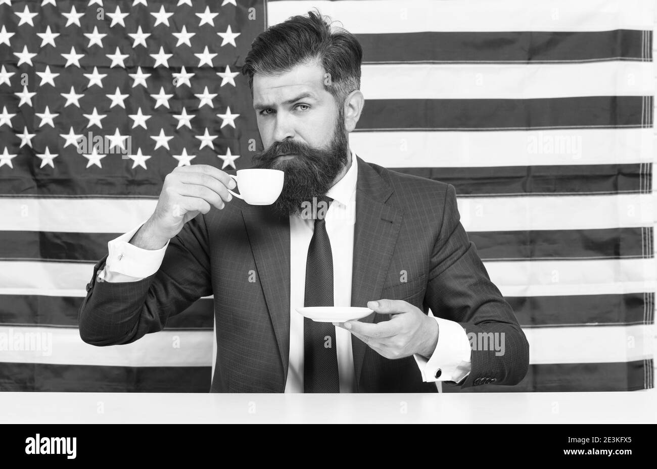Businessman formal suit handsome man drinking coffee, first sip concept ...