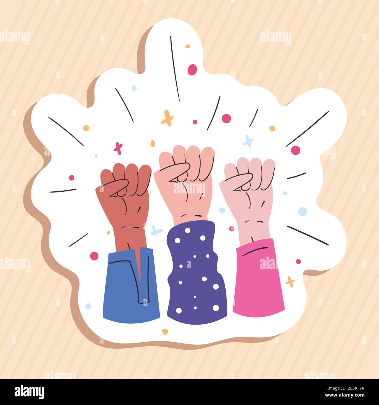 Girl power fists hands up sticker design of Woman empowerment female ...