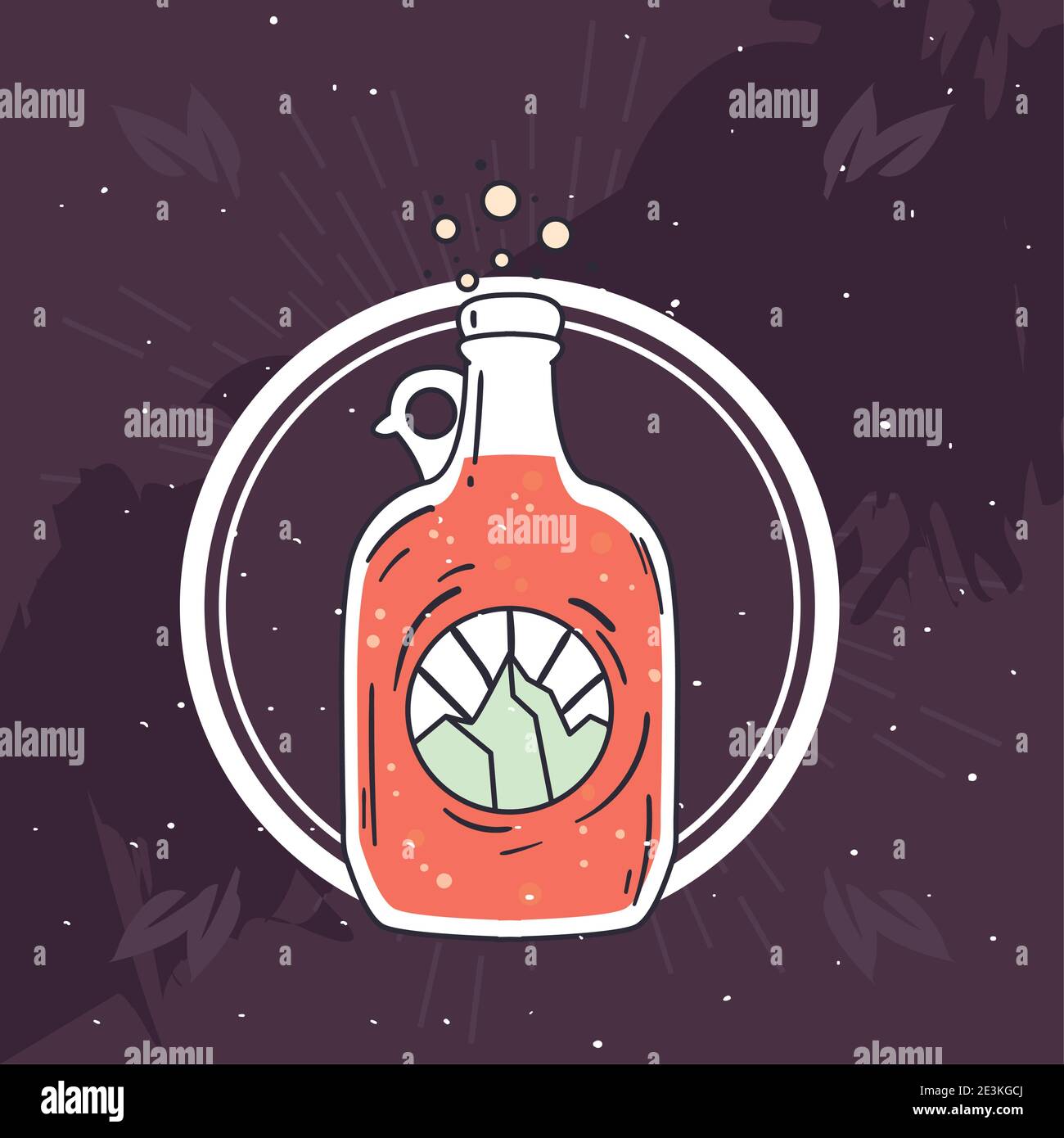 Beer bottle in seal stamp design, Pub alcohol and bar theme Vector ...