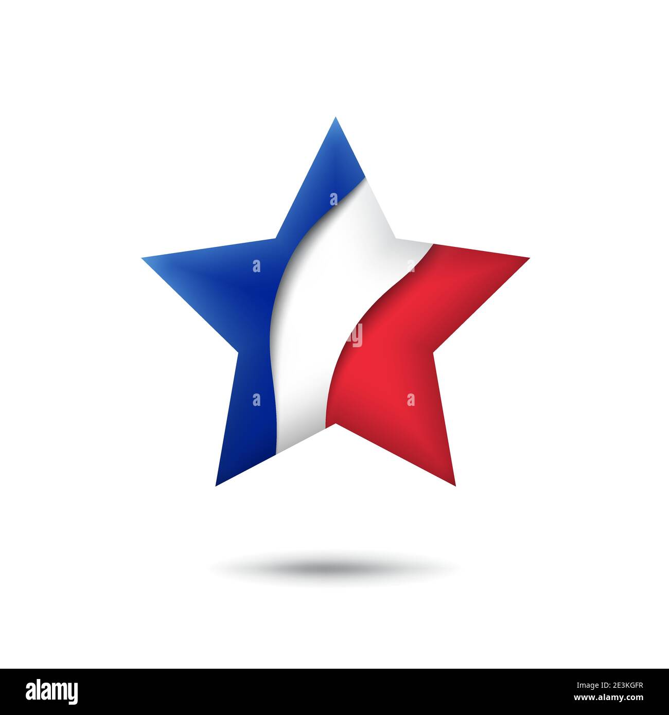 France flag icon in the shape of star. Waving in the wind. Abstract ...
