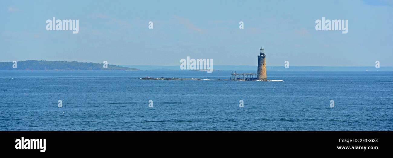 Ram Island Ledge is a lighthouse at the Casco Bay near Portland, Maine ...