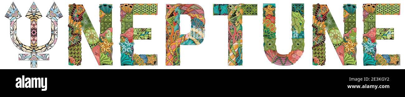 Neptune sign, astrology concept art. Tattoo design. Horoscope signs ...