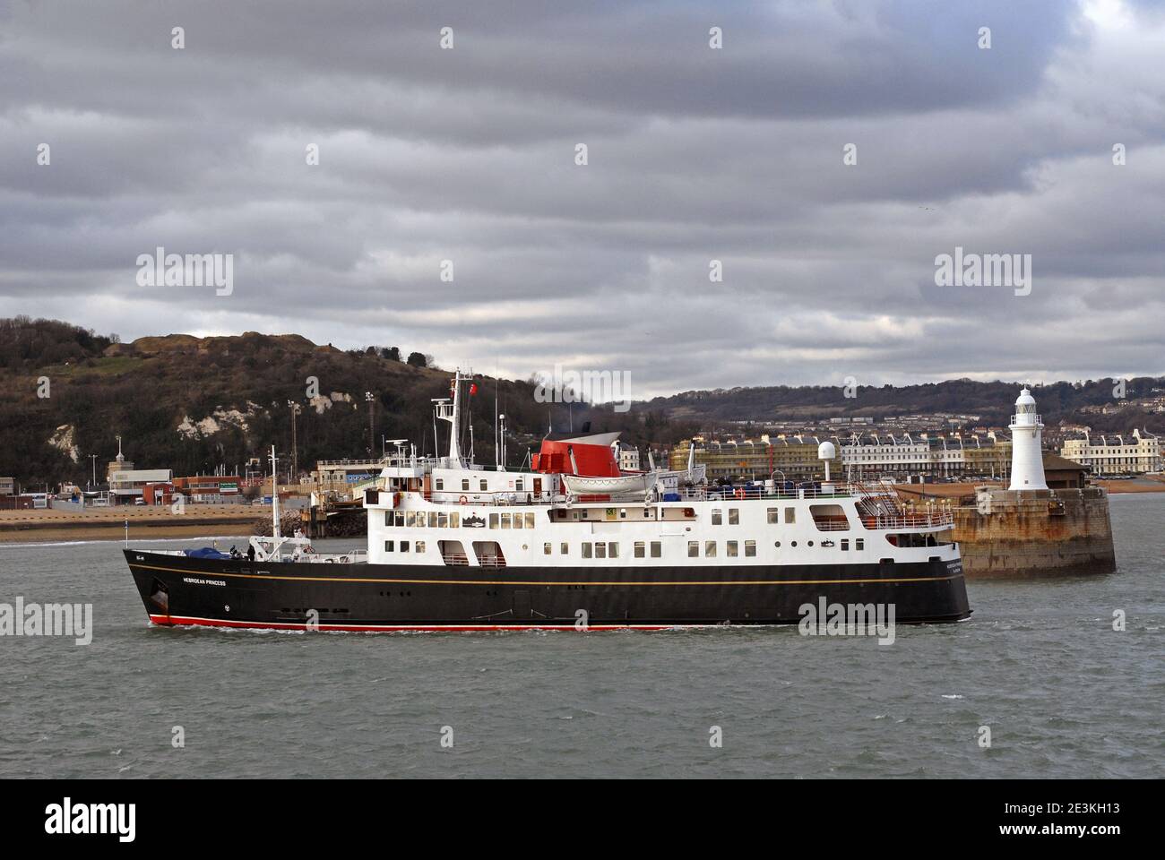HEBRIDEAN PRINCESS arriving at Dover with the famous DOVER CASTLE on ...