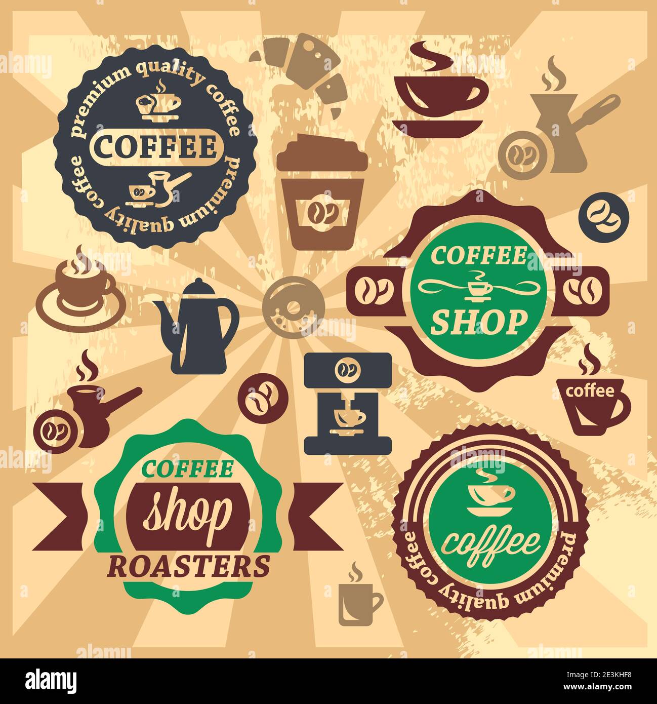 Elegant Vector Coffee Labels And Badges Set Stock Vector Image & Art ...