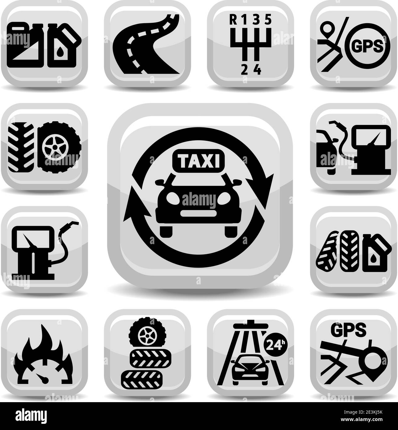 Garage icons set Black and White Stock Photos & Images - Alamy