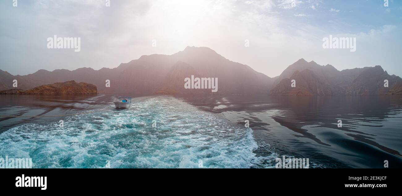 Sea tropical landscape with mountains and fjords, Oman Stock Photo - Alamy