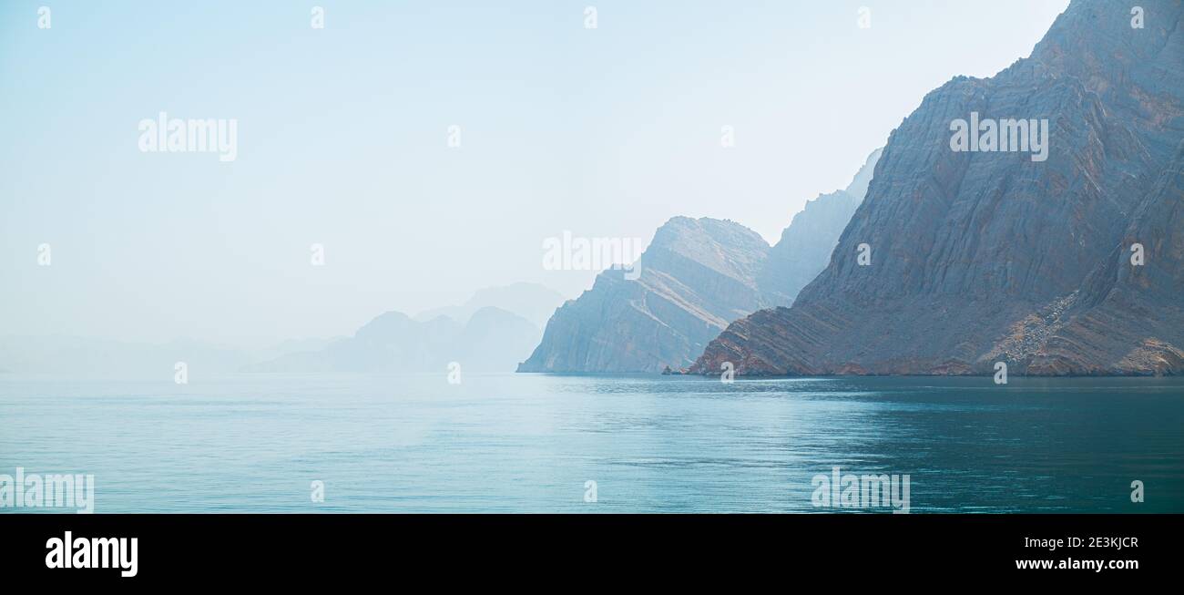 Sea tropical landscape with mountains and fjords, Oman Stock Photo - Alamy