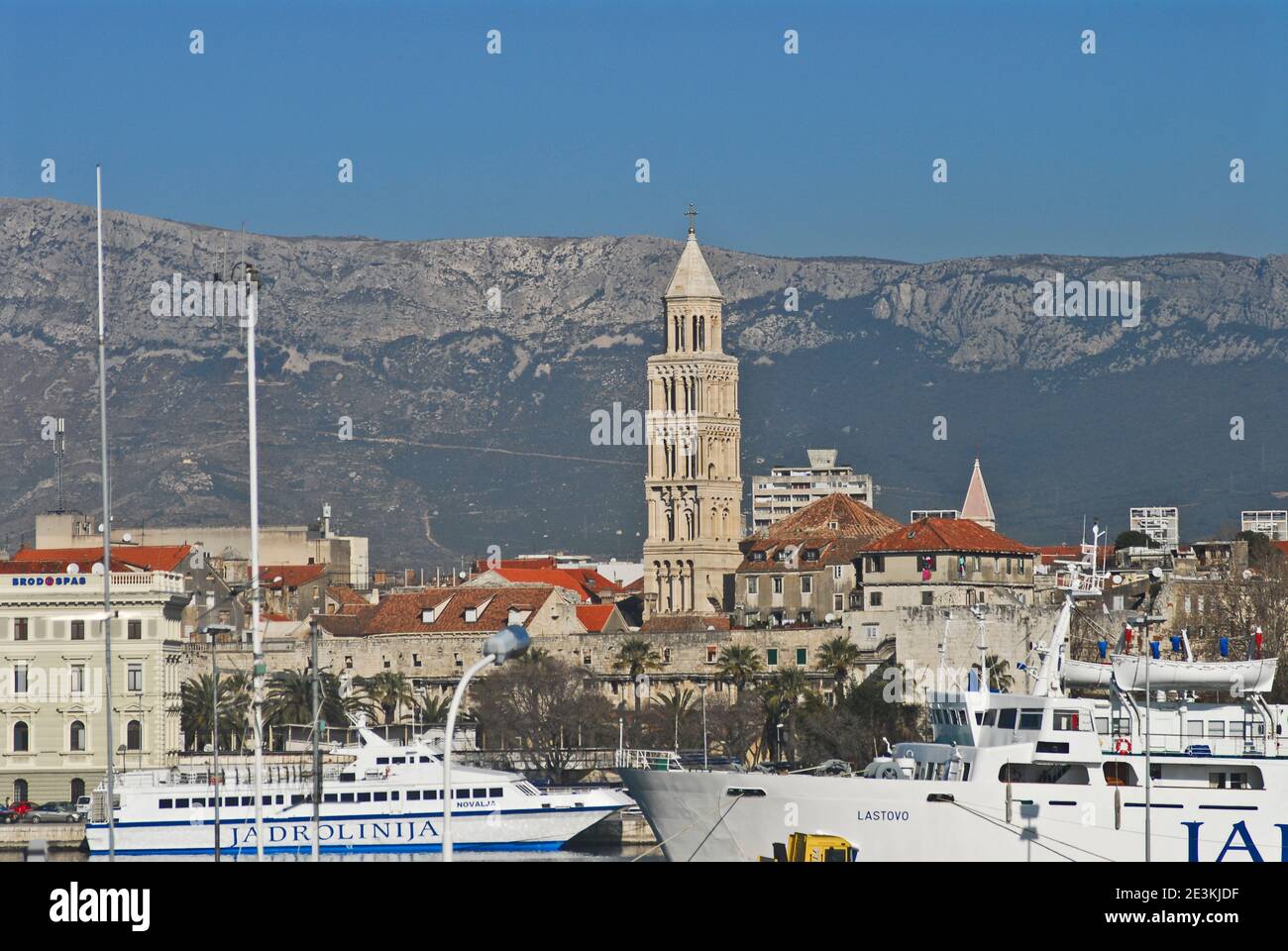 Split: Skyline with Diocletian's Palace and port. Croatia Stock Photo ...