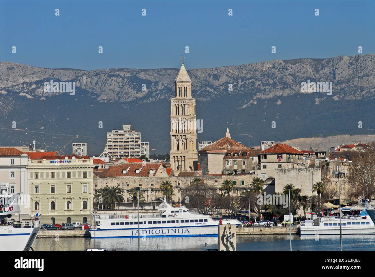 Split: Skyline with Diocletian's Palace and port. Croatia Stock Photo ...