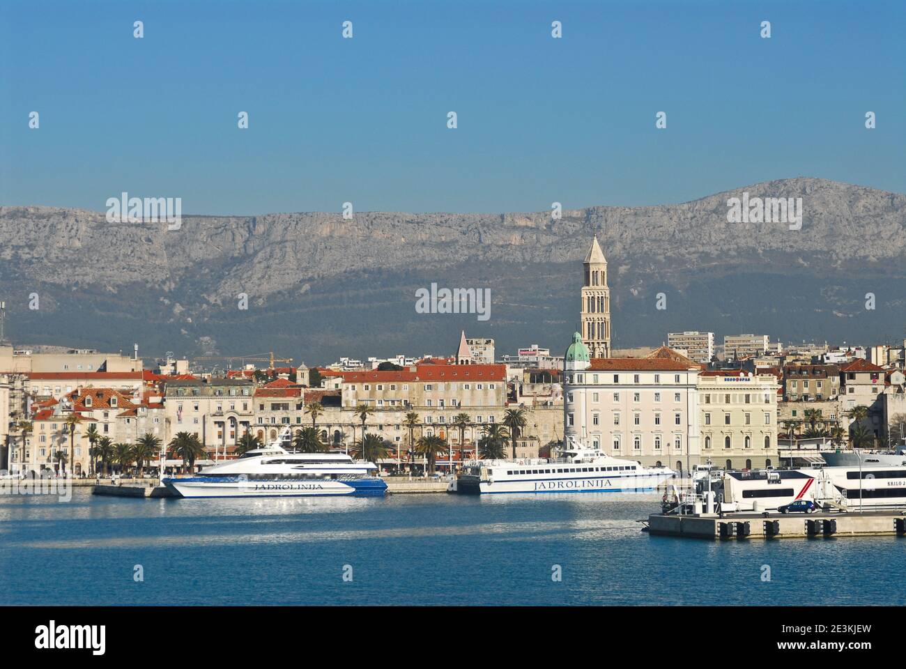 Split: Skyline with Diocletian's Palace and port. Croatia Stock Photo ...