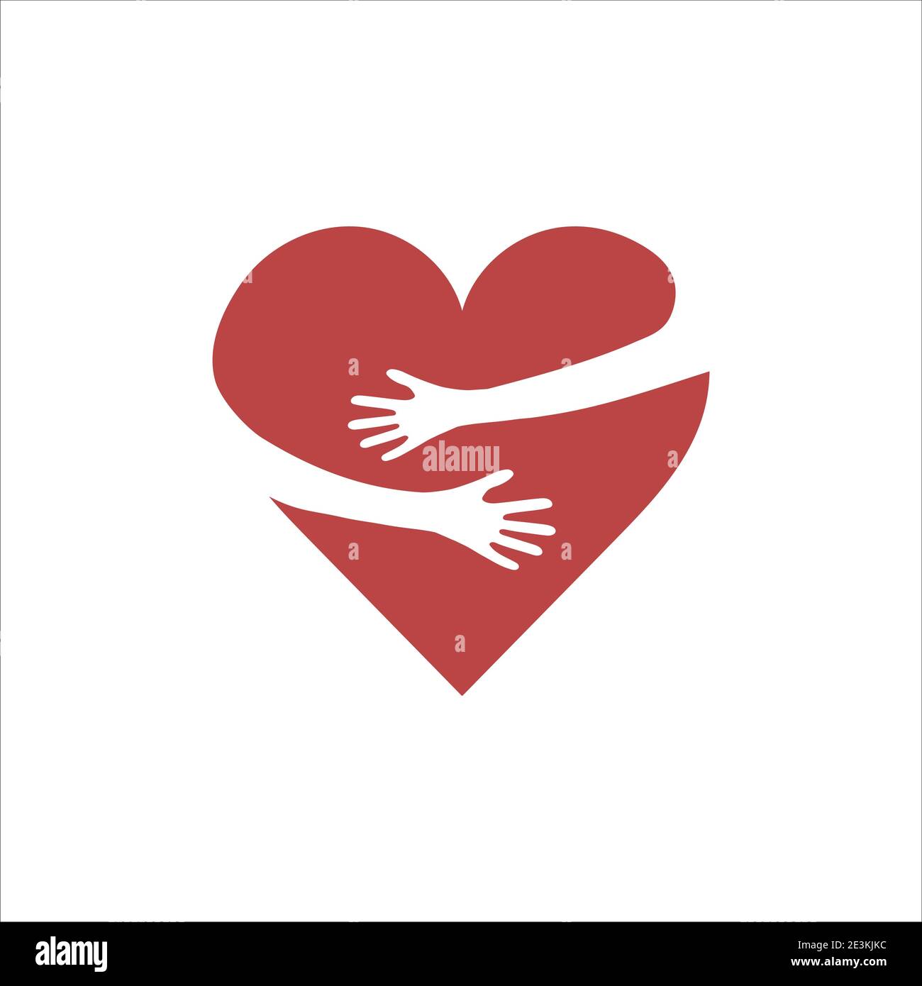 vector image of red heart with hugs hands on white background. EPS10 ...