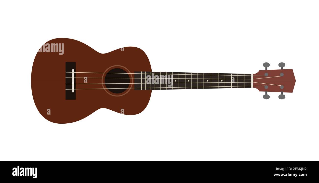 Ukulele Isolated On White Musical Instrument Vector Illustration