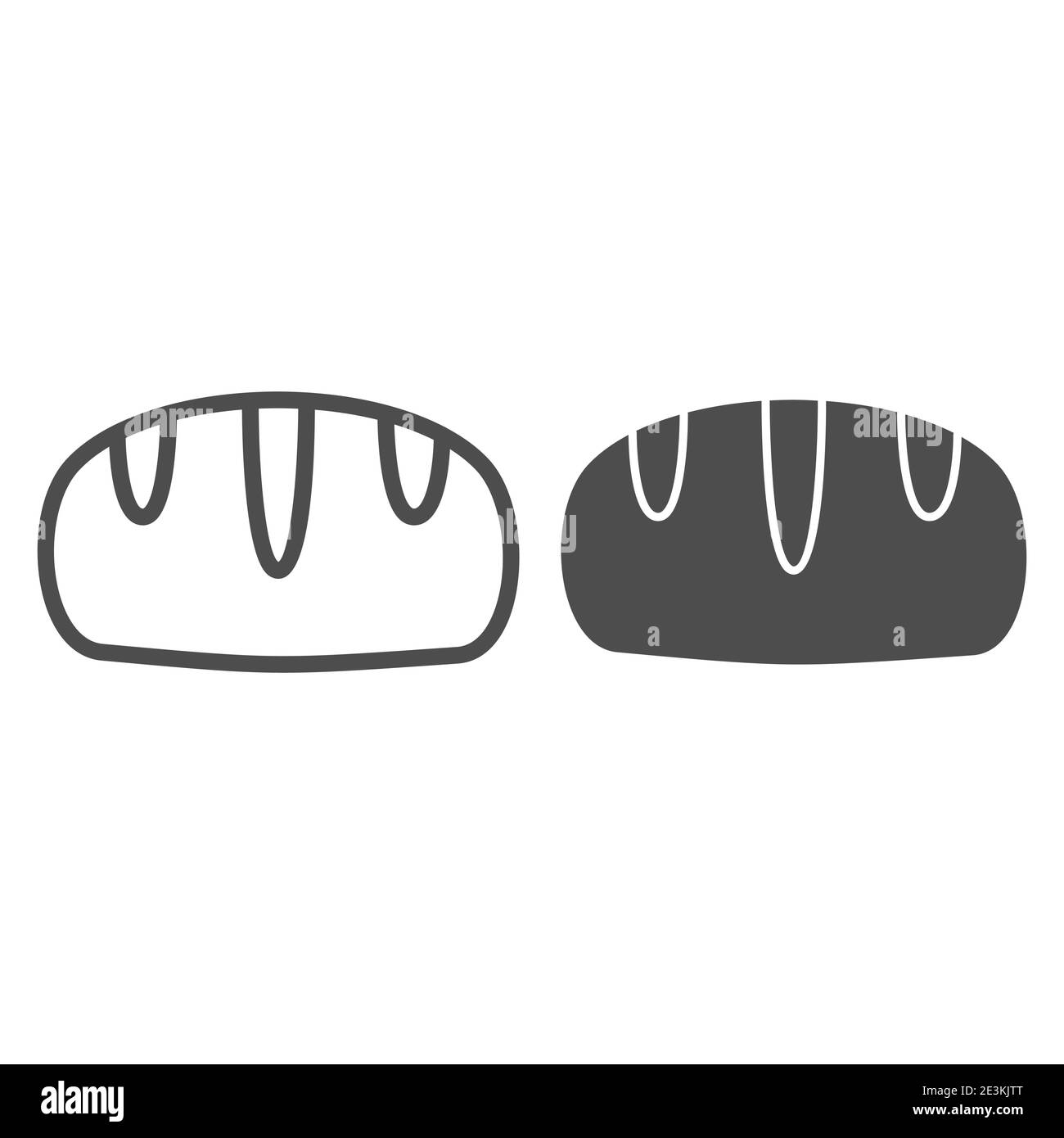 Bread line and solid icon, bakery concept, loaf sign on white ...
