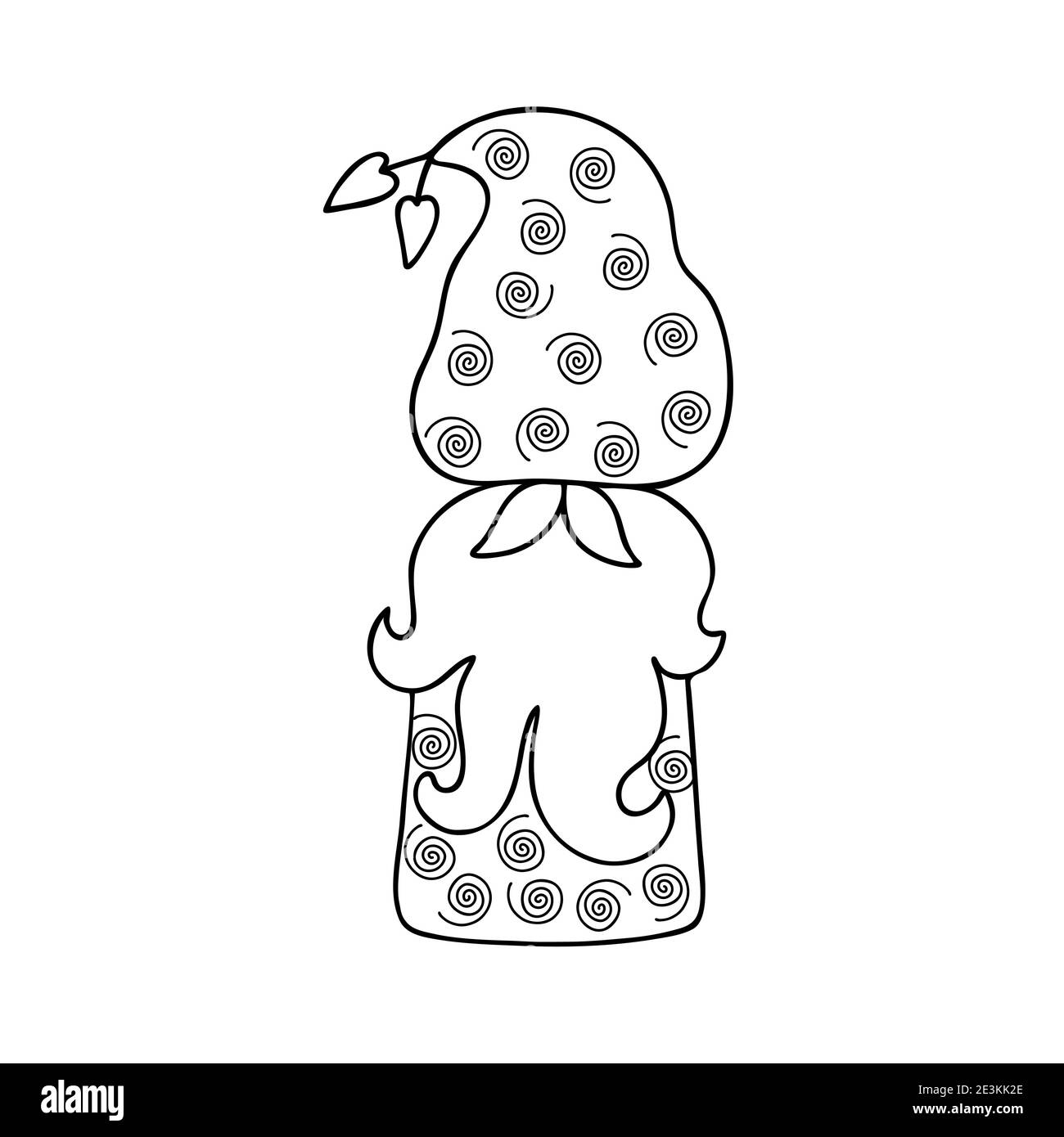 Cute outline gnome little fancy creature for St Valentine simple ...