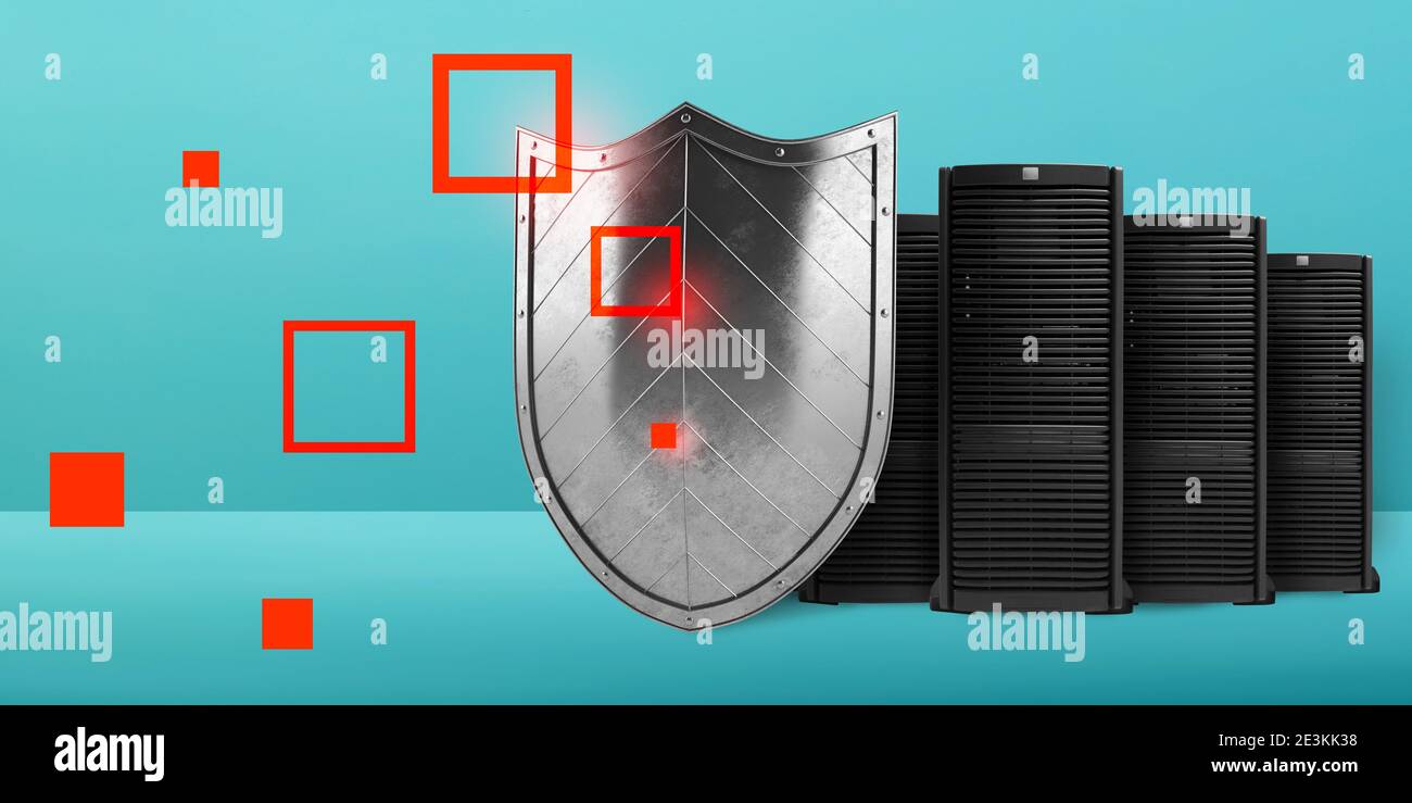 Concept of safety in a data center room with database server Stock ...