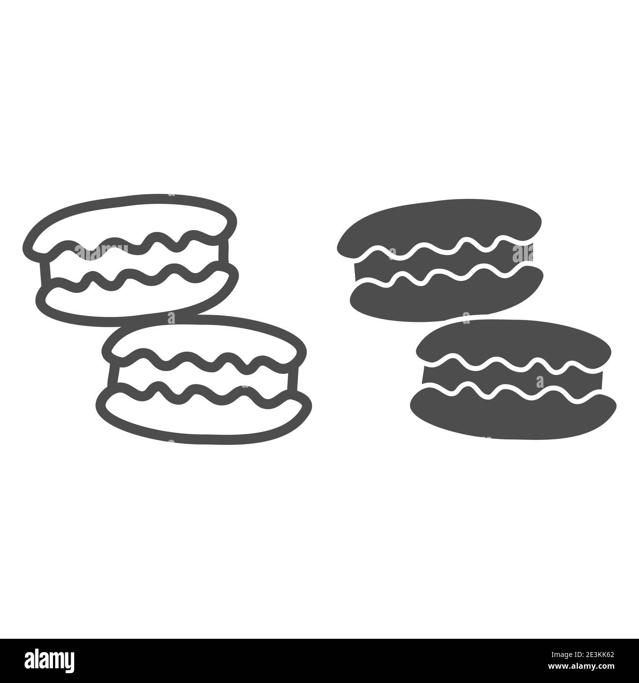 Macaroon line and solid icon, confectionary concept, macaroon sweet ...