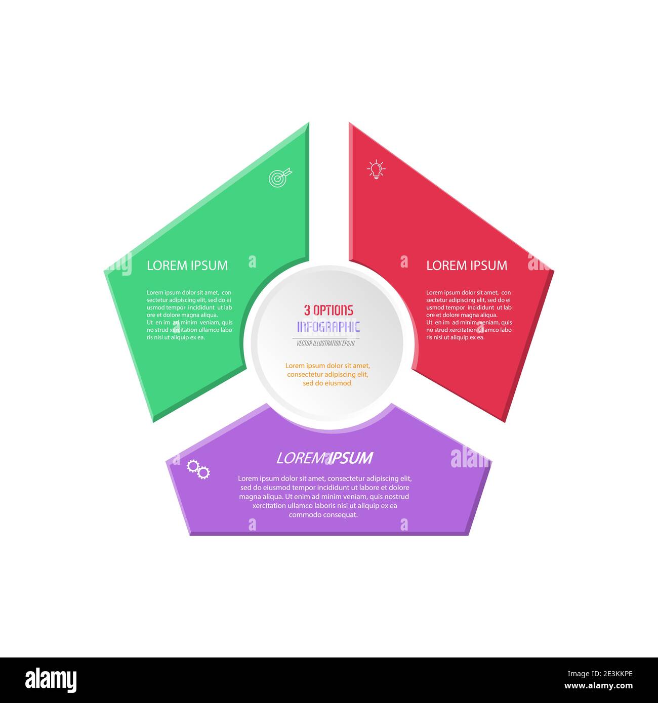 Three parts of a pentagon. Infographic diagram for presentation ...