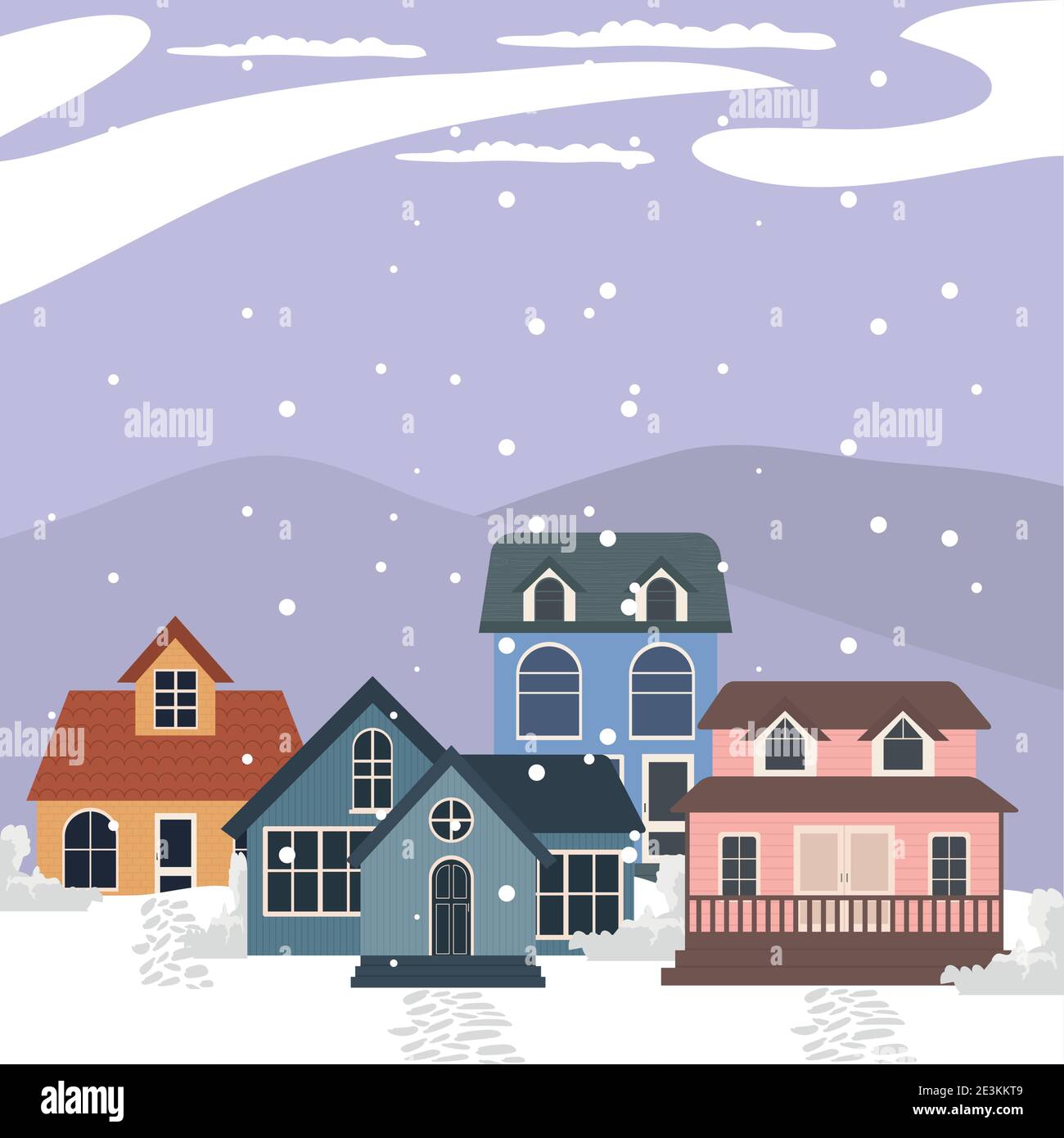 houses at winter landscape design, Home real estate and building theme ...