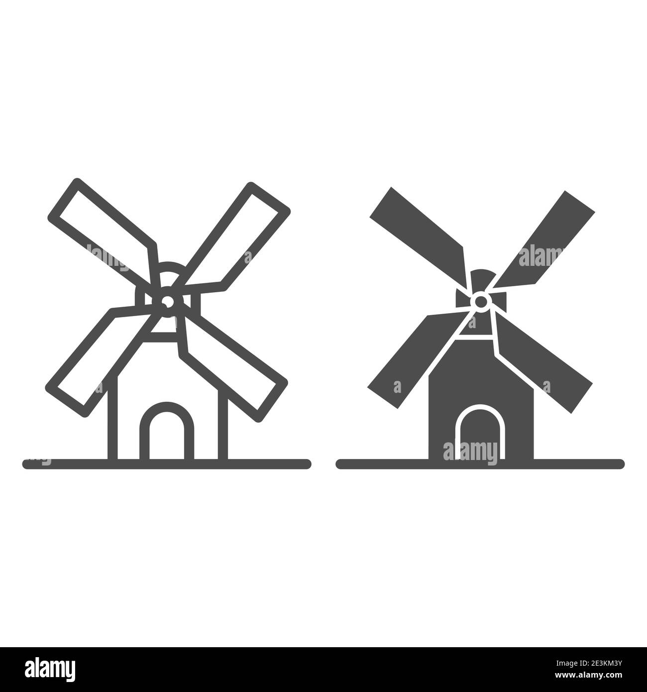 Mill line and solid icon, bakery concept, windmill sign on white ...