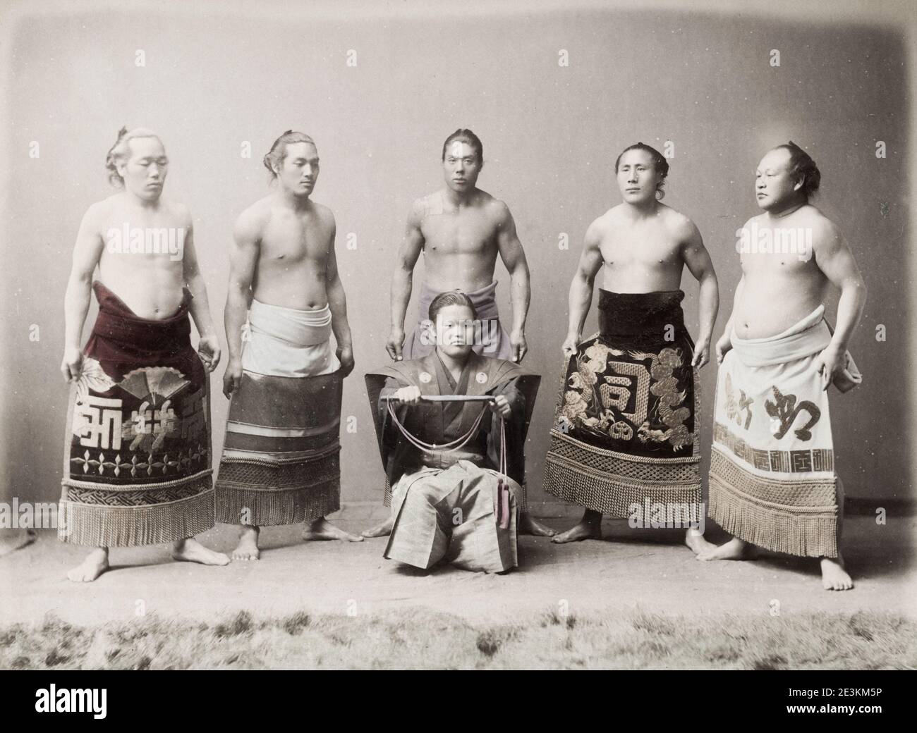 Vintage 19th century photograph: group of sumo wrestlers, Japan Stock ...