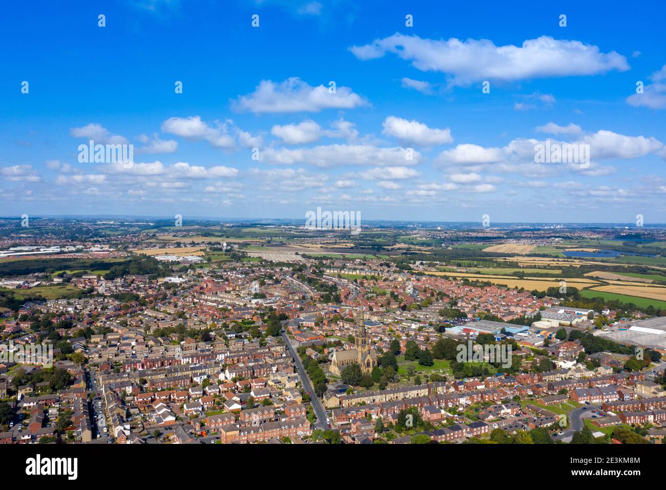 Aerial photo of the British town of Ossett, a market town within the ...