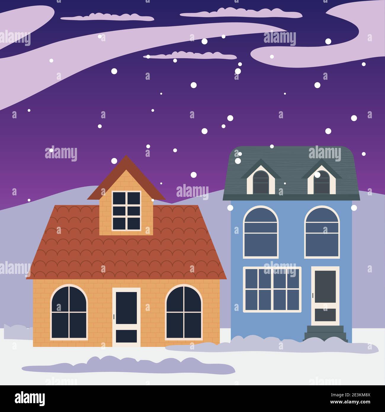 houses on snow design, Home real estate and building theme Vector ...