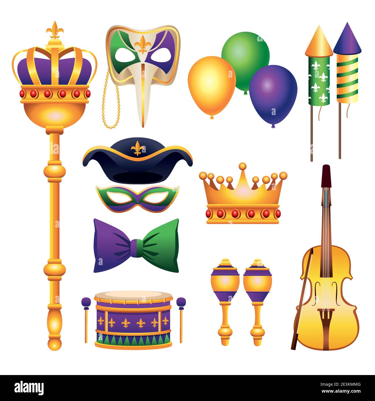 bundle of eleven mardi gras carnival celebration set icons vector ...