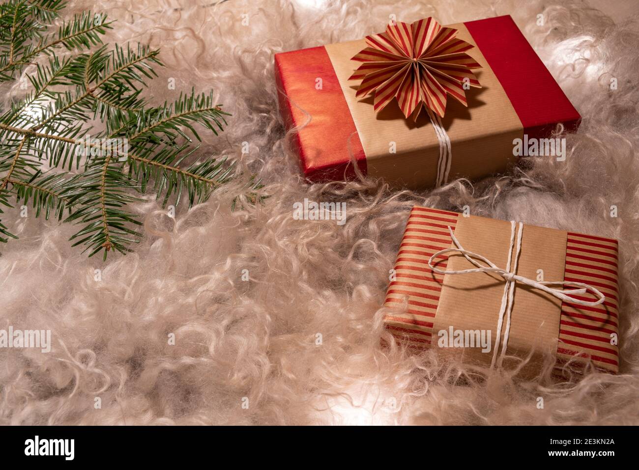 Flat Lay Handmade Decorative Gift Boxes on Woolen Fur Stock Photo - Alamy