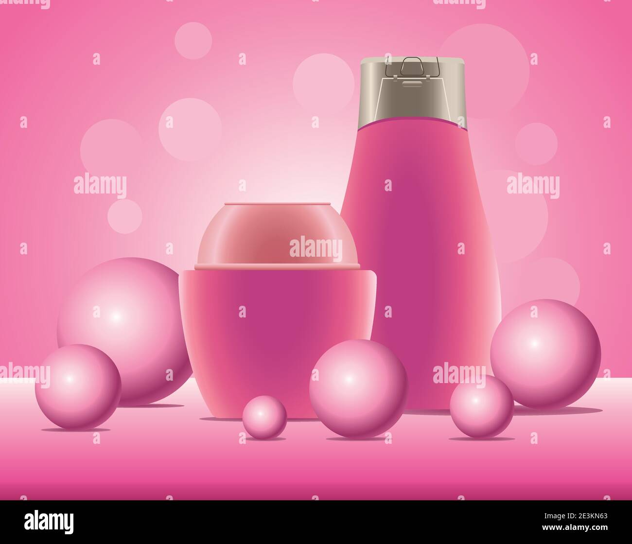 skin care pot and bottle pink products icons vector illustration design ...