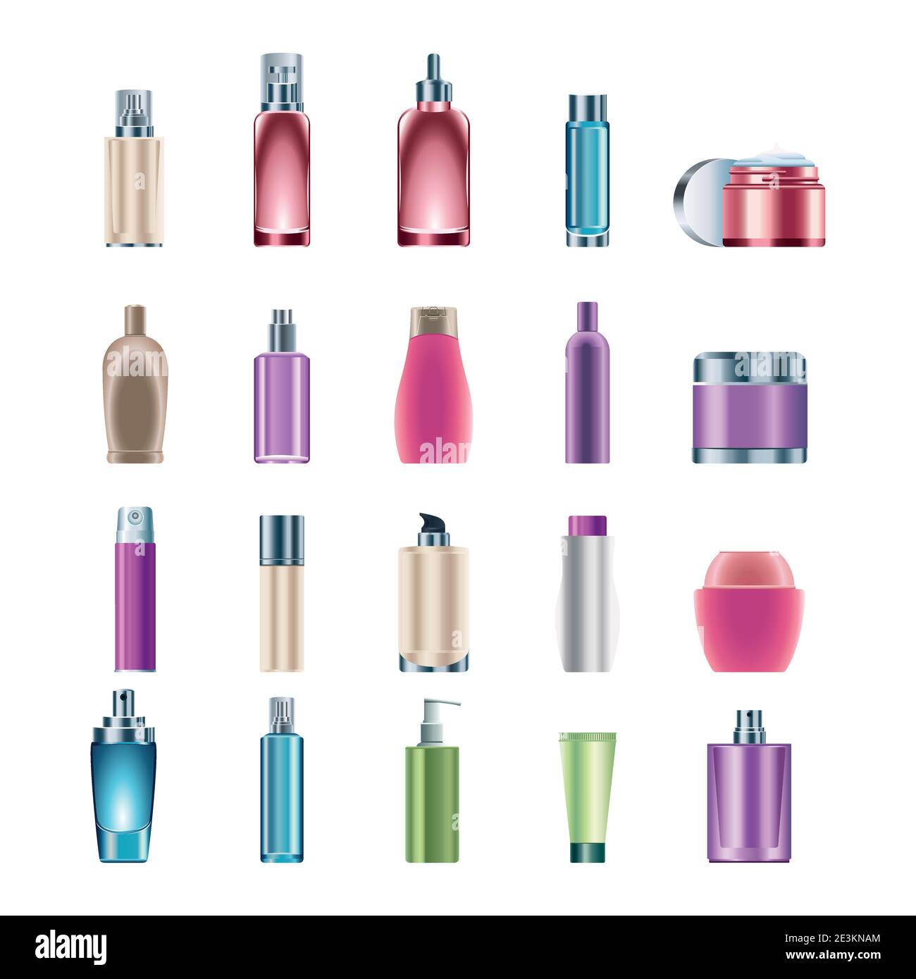 bundle of twenty skin care bottles products icons vector illustration ...