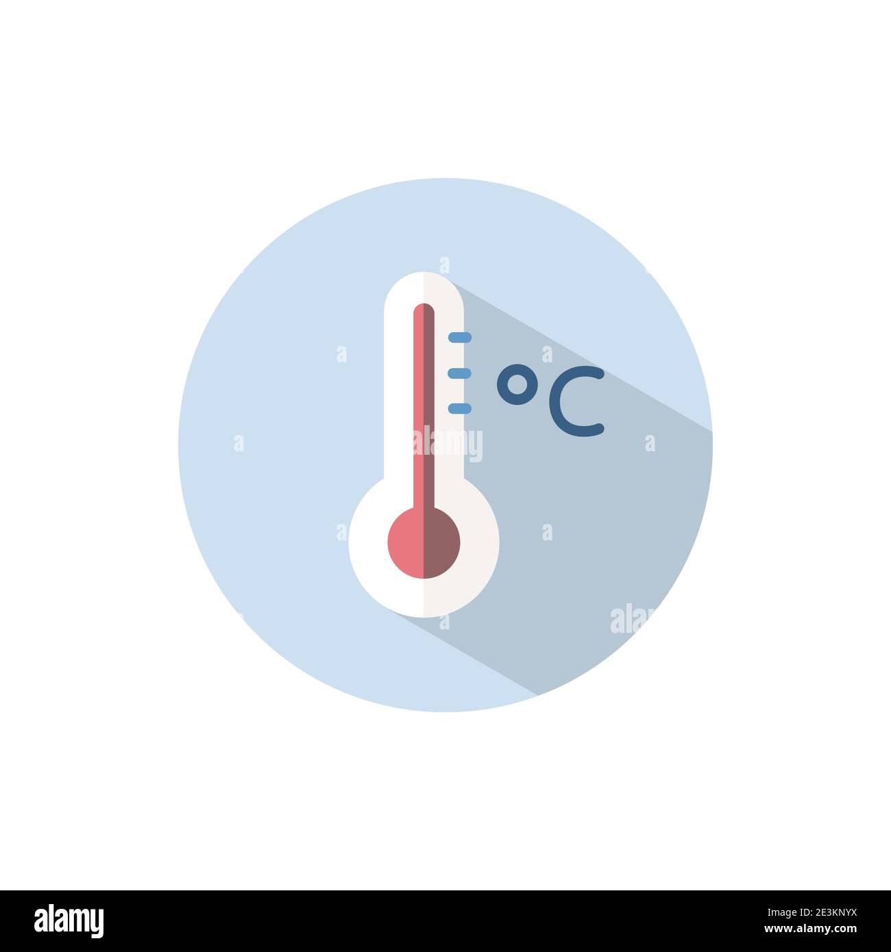 Celsius thermometer. Flat color icon on a circle. Weather vector ...