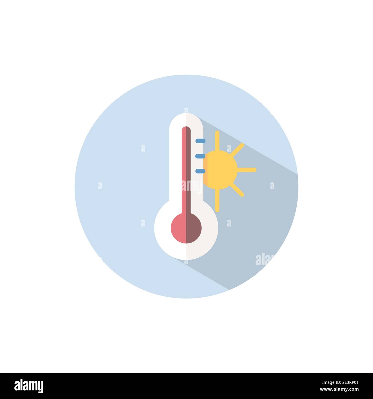 Thermometer. Summer temperature. Flat color icon on a circle. Weather ...