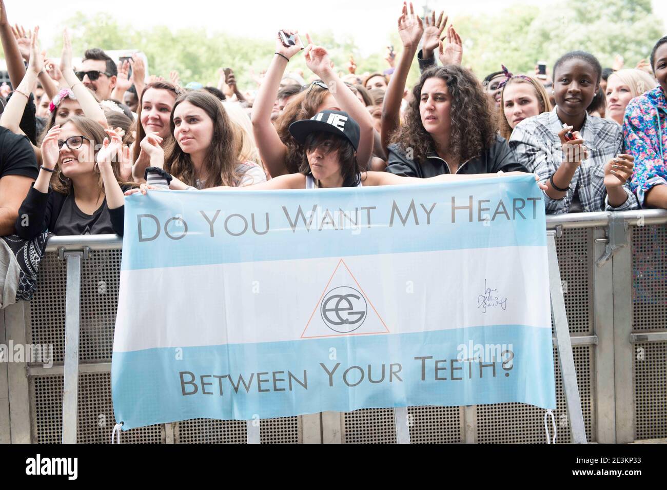 General View of an Ellie Goulding fan holding up a flag on day 3 of ...